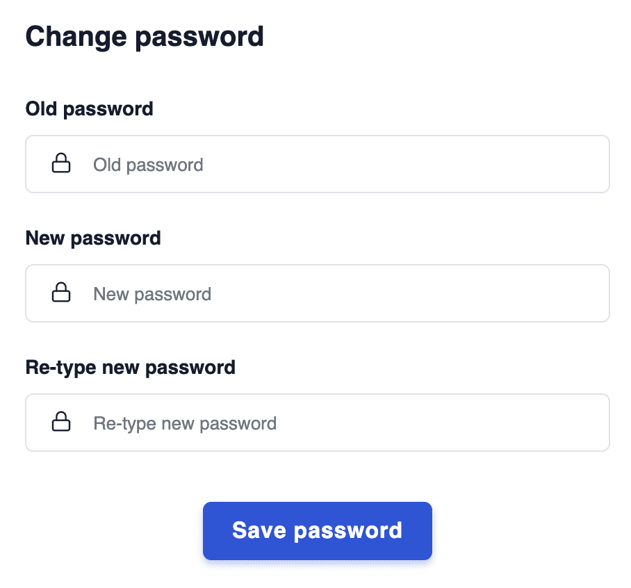 Webs-Pro - Change password